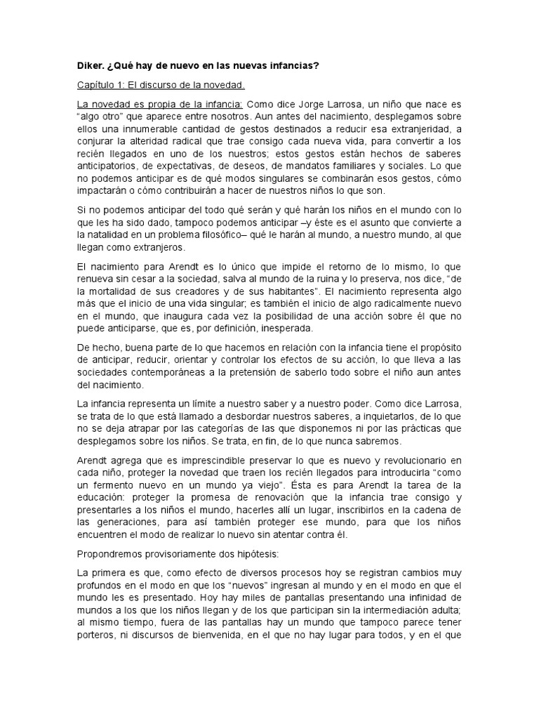 Diker. Qué Hay de Nuevo en Las Nuevas Infancias | PDF | Derechos de los ... Diker. Qué Hay de Nuevo en Las Nuevas Infancias | PDF | Derechos de los ...