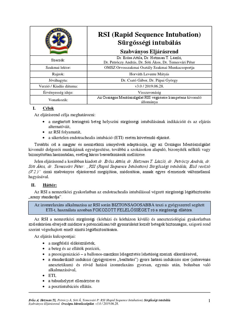 RSI-Rapid-Sequence-Intubation-Sürgősségi-intubálás | PDF