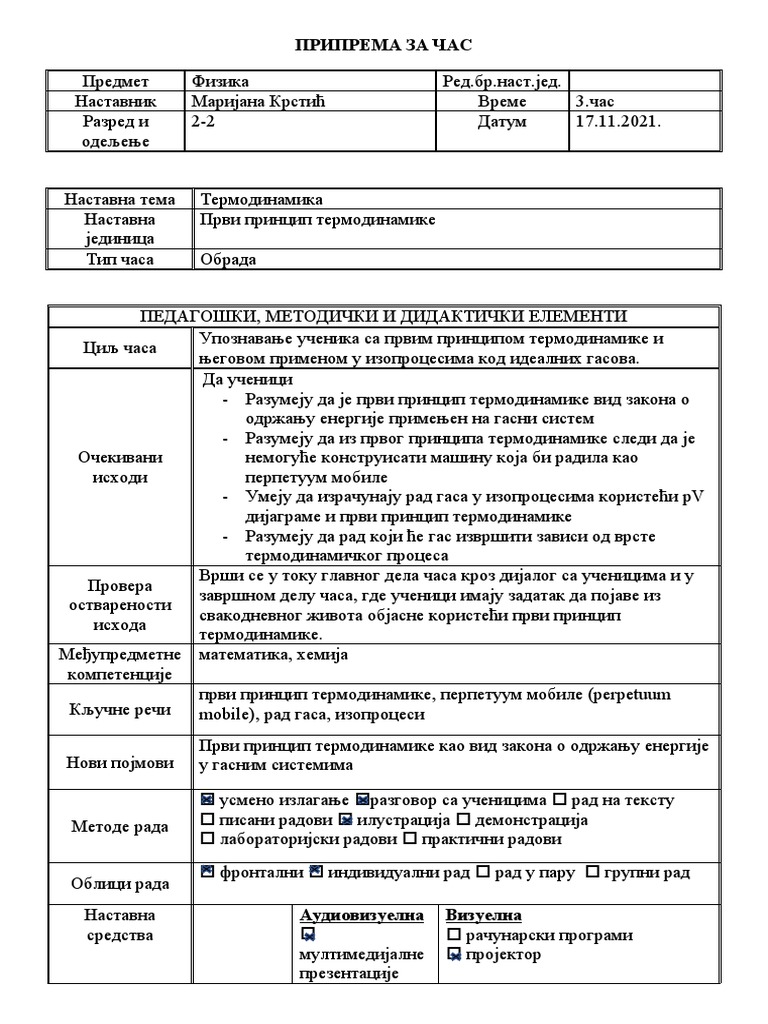 Priprema Za Cas Obrazac | PDF