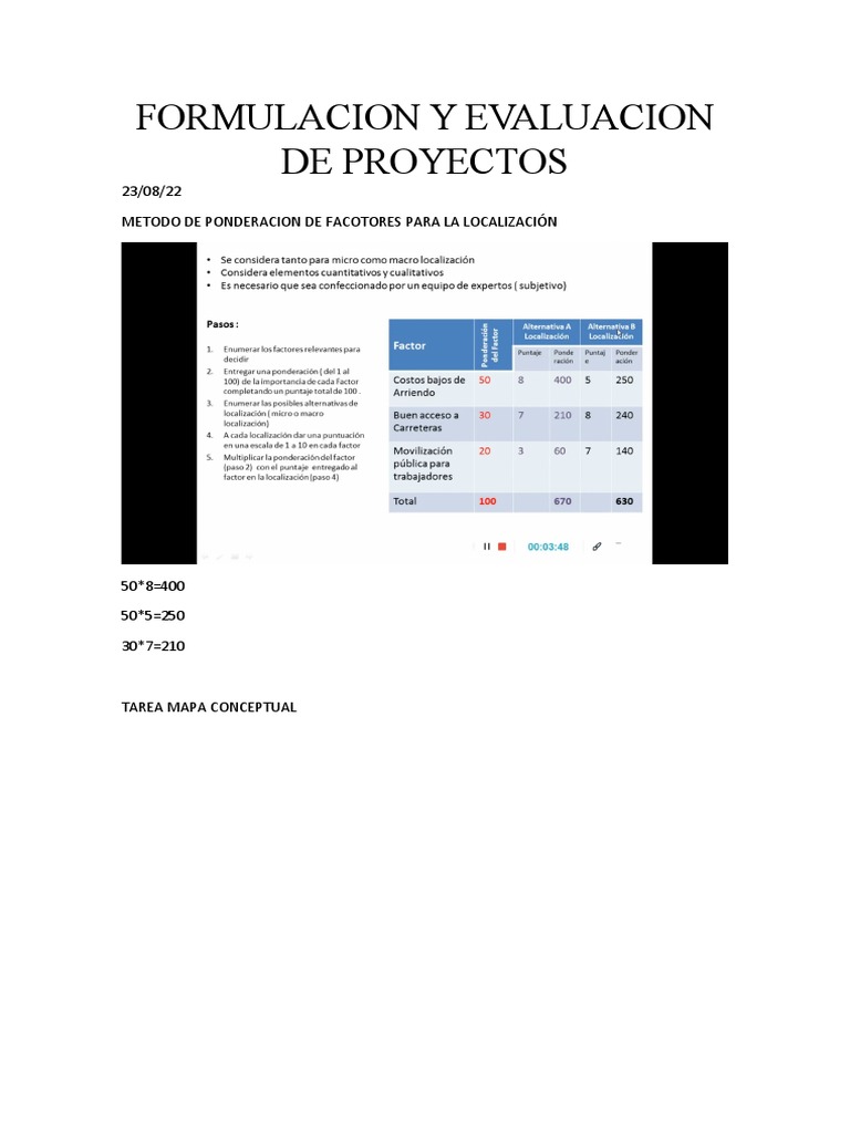 Formulacion y Evaluacion de Proyectos | PDF
