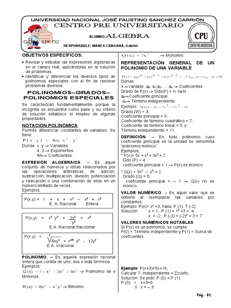 Polinomios especiales y grados | PDF | Aritmética | Ciencia computacional