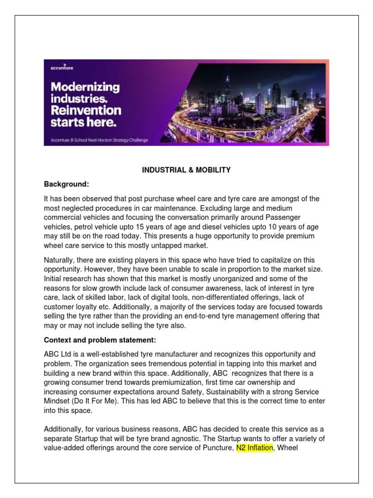 Accenture B-School Challenge - INDUSTRIAL & MOBILITY Case Study | PDF ...