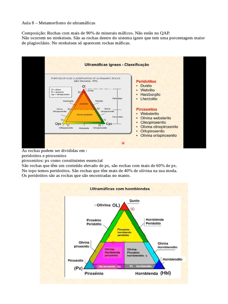 Aula 8 - Metamorfismo de Ultramáficas | PDF | Magma | Minerais