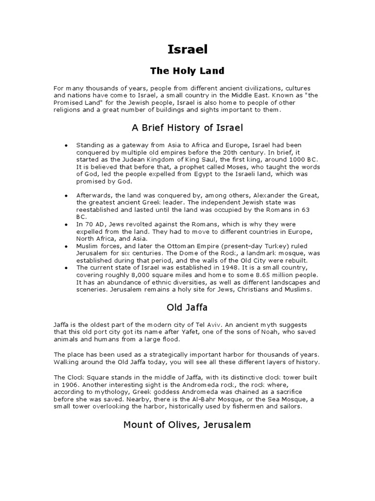 Israel Reading Comprehension | PDF | Israel | World Politics