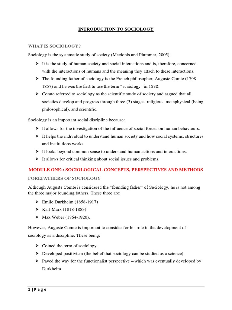 Sociology Notes | PDF | Sampling (Statistics) | Sociology