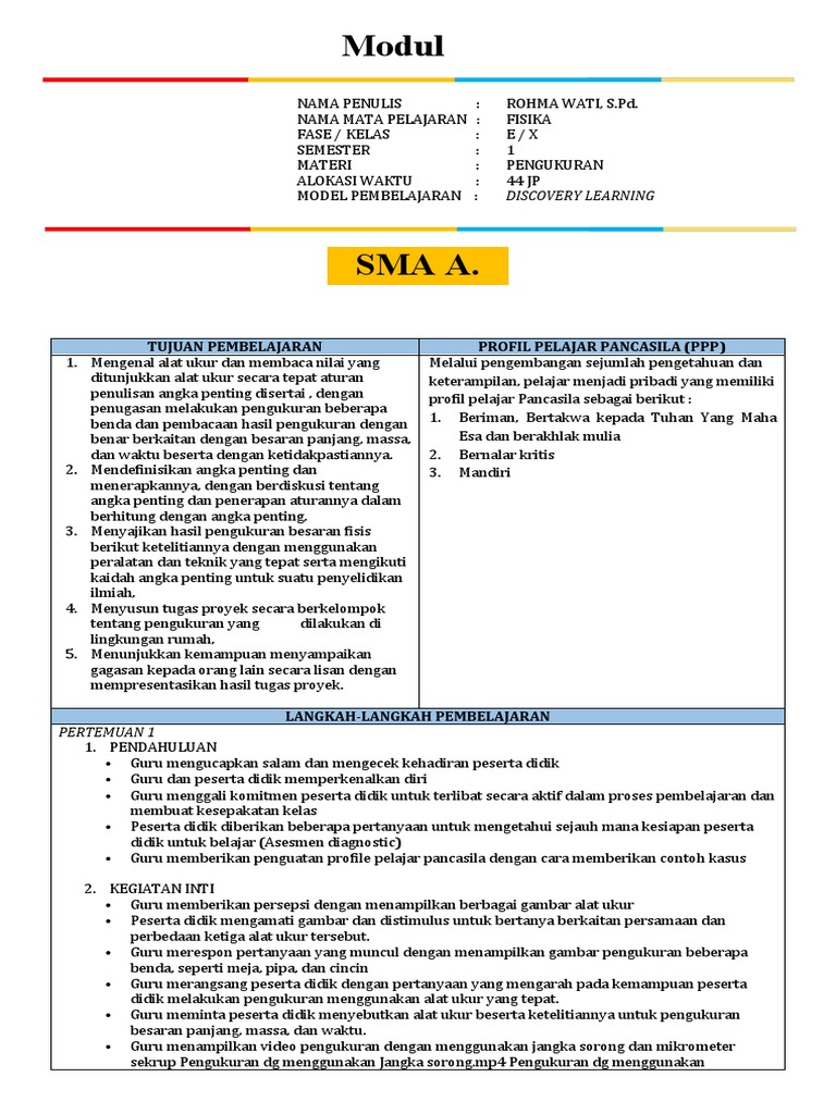 Modul Ajar Pengukuran (Kurikulum Merdeka) | PDF