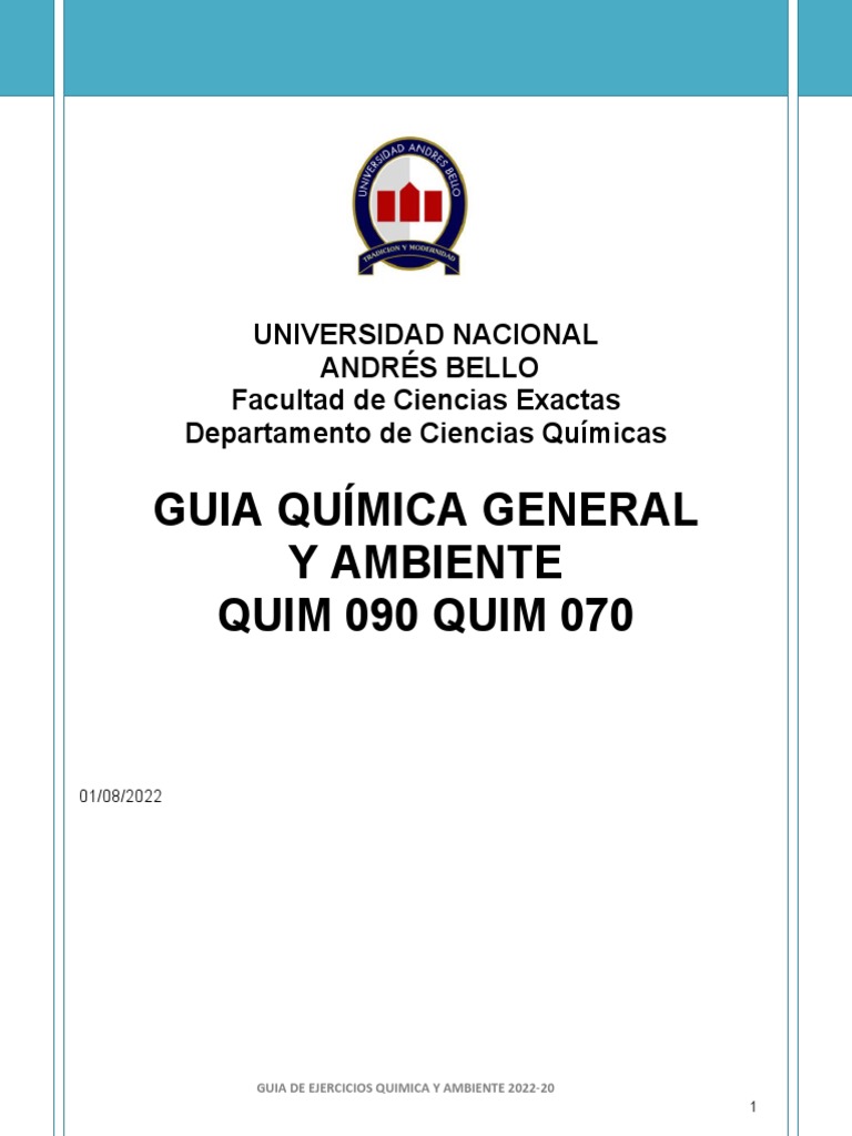 Guia Ejercicios Quim 90-Quim 070 2022-20 | PDF | Química | Agua