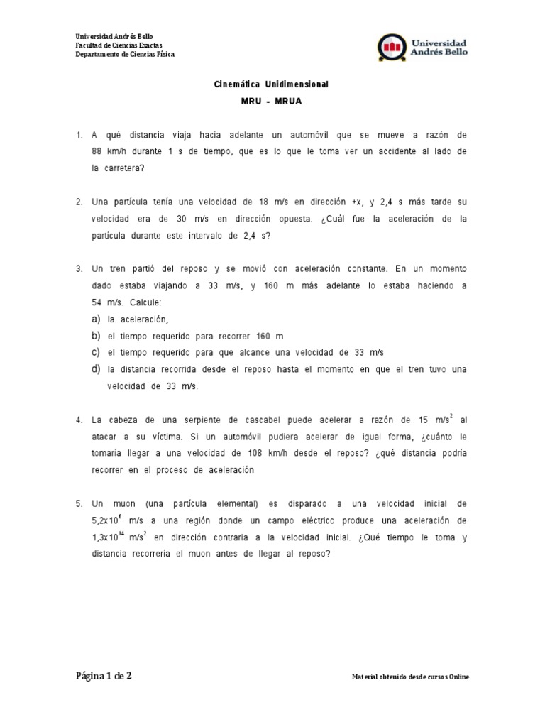 Guia de Cinematica | PDF | Velocidad | Cinemática Guia de Cinematica | PDF | Velocidad | Cinemática