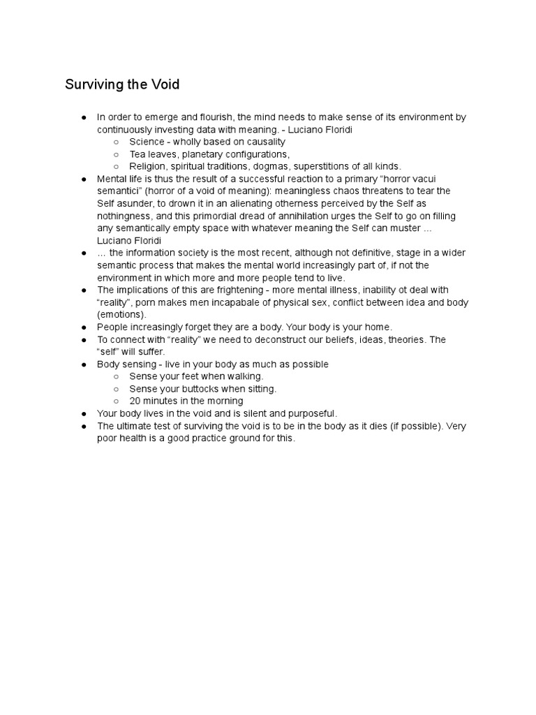 Surviving The Void | PDF | Philosophy | Self-Improvement