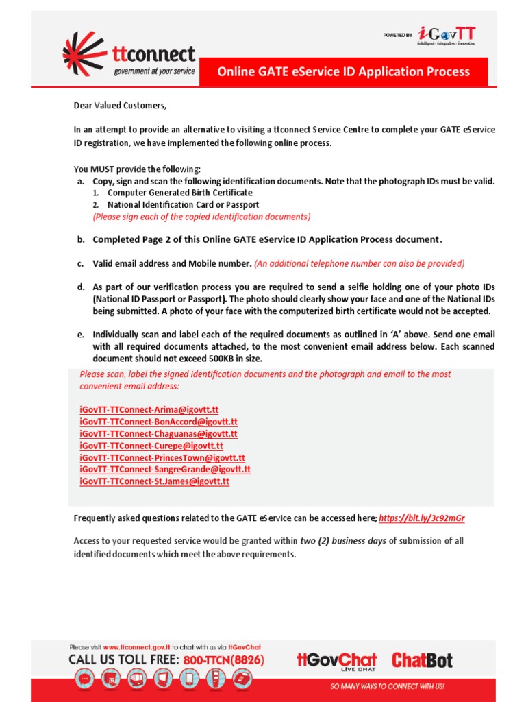 Online Gate Eservice Id Application Process: (Please Sign Each of The Copied Identification ...