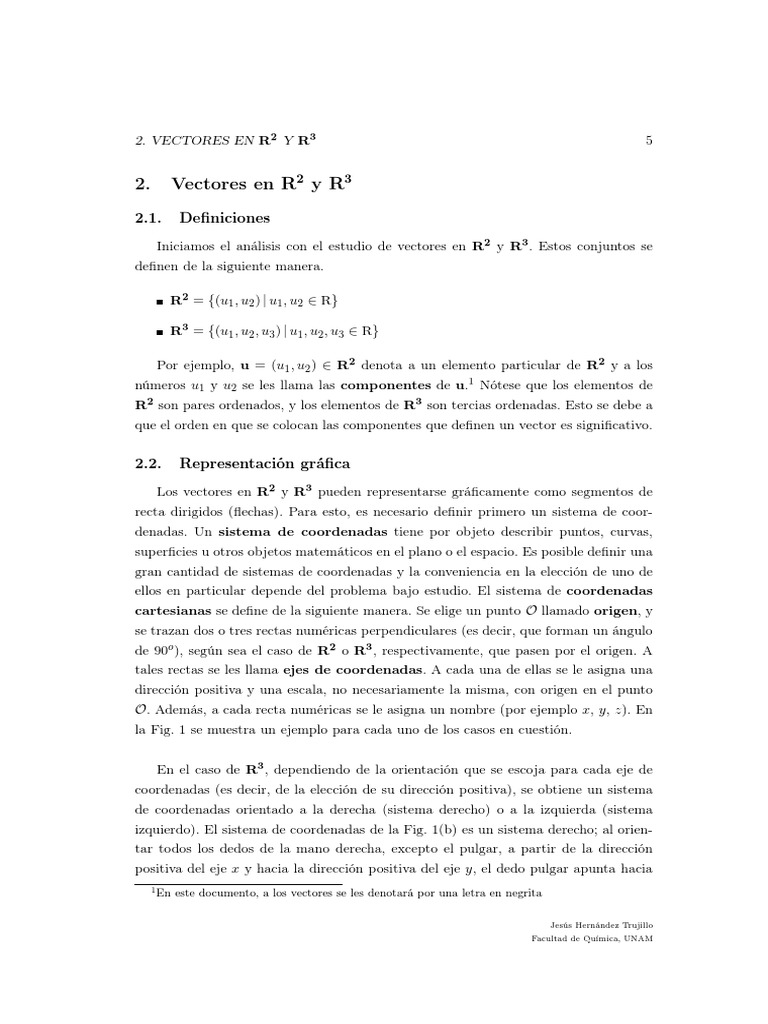 Vectores en R2 y R3: Definiciones y Operaciones | PDF | Vector Euclidiano | Sistema de ...