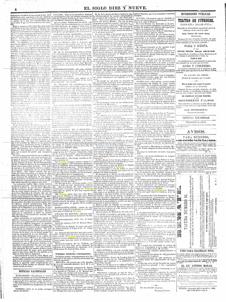 Sobre Veracruz, El Siglo XIX 15-2-1862, P. 4 | PDF