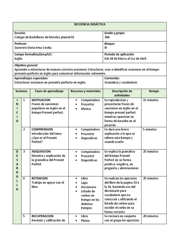 SECUENCIA DIDÁCTICA Robert Gagné | PDF | Modificación de comportamiento ...