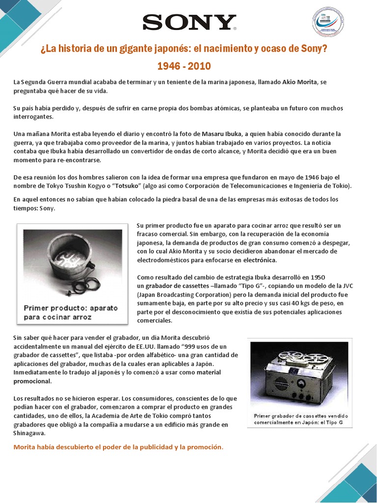 Historia de Sony: Fundación y Éxitos | PDF | Sony