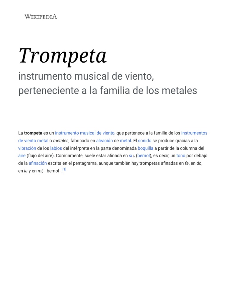 Trompeta - Wikipedia, La Enciclopedia Libre | PDF | Trompeta ...