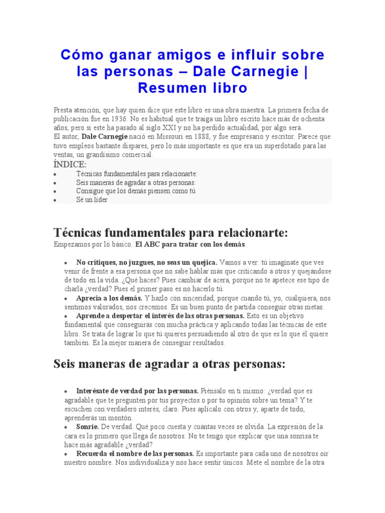 Cómo Ganar Amigos e Influir Sobre Las Personas | PDF | Verdad