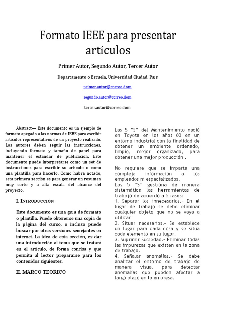 Formato Ieee para Presentar Trabajos | PDF | Color | Hipervínculo