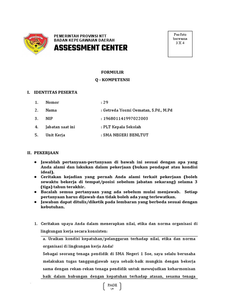 Form Q-Kompetensi | PDF