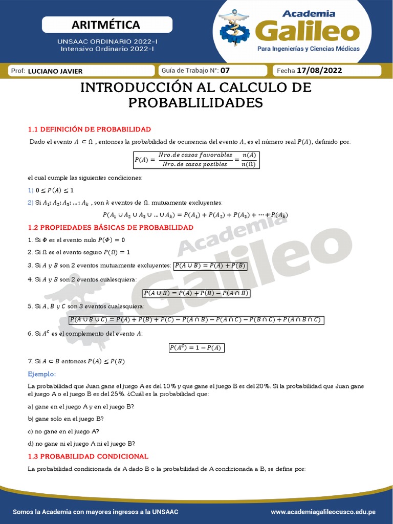 Introduccion Al Calculo de Probabilidades | PDF | Probabilidad | Matemáticas