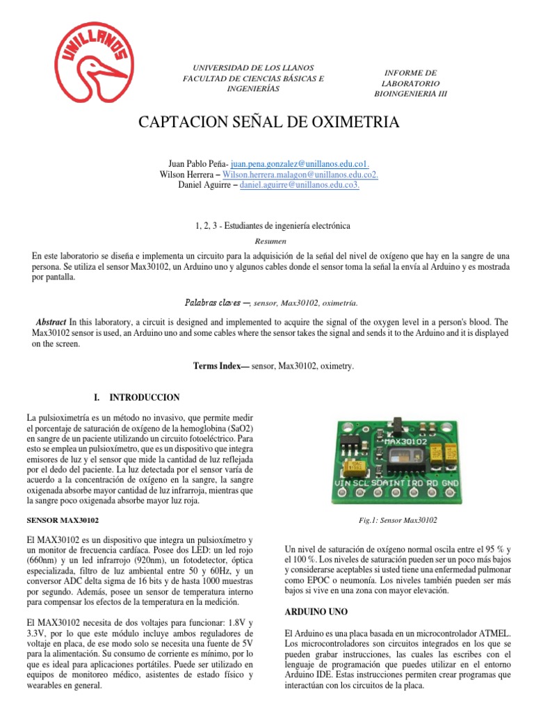 Informe Lab3 Bio III Oximetro | PDF | Arduino | Ingeniería Informática