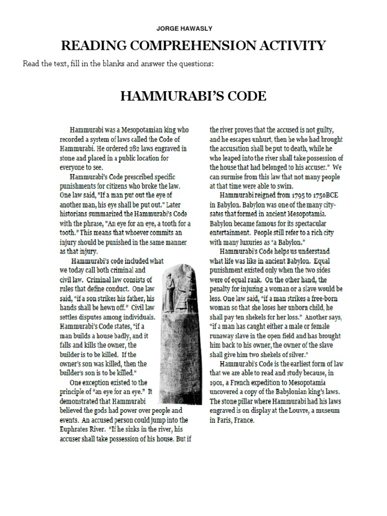 Hammurabis Code Text and Questions | Download Free PDF | Hammurabi ...