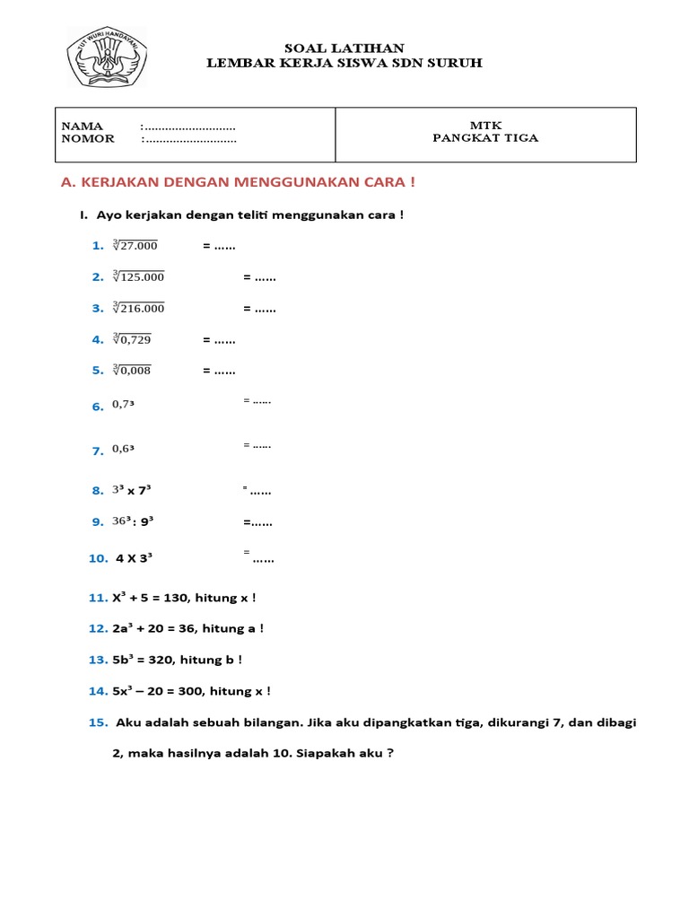 Soal Latihan Matematika Kelas 5 | PDF