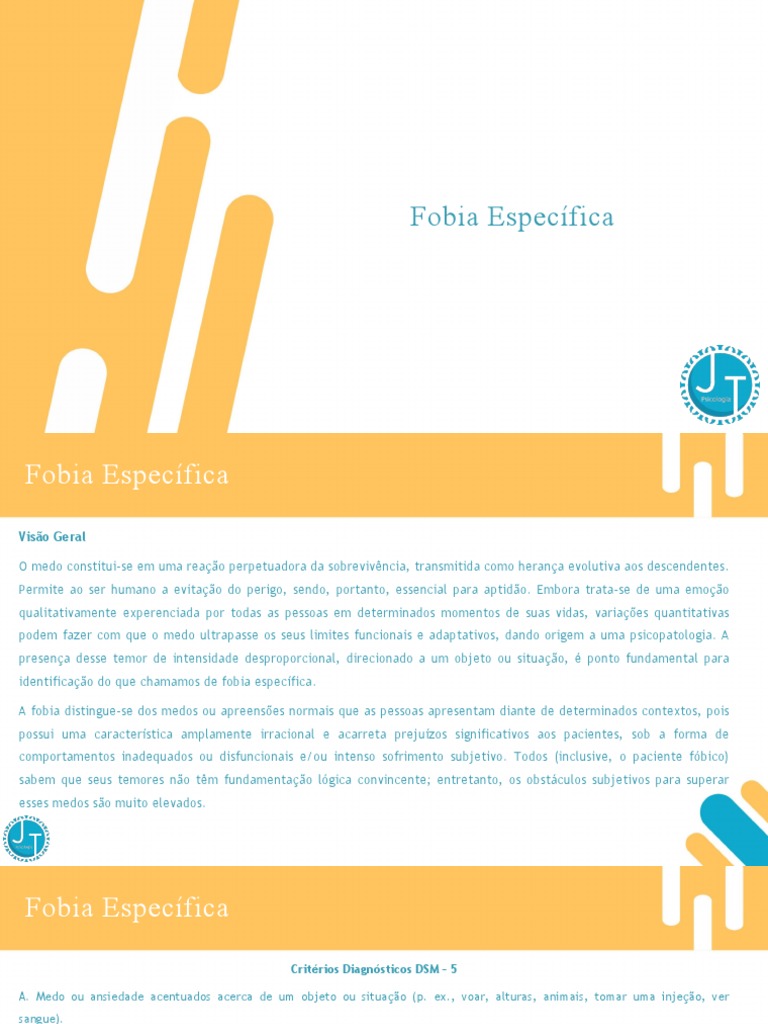 Aula 3 Fobia Específica | PDF | Ansiedade | Pensamento