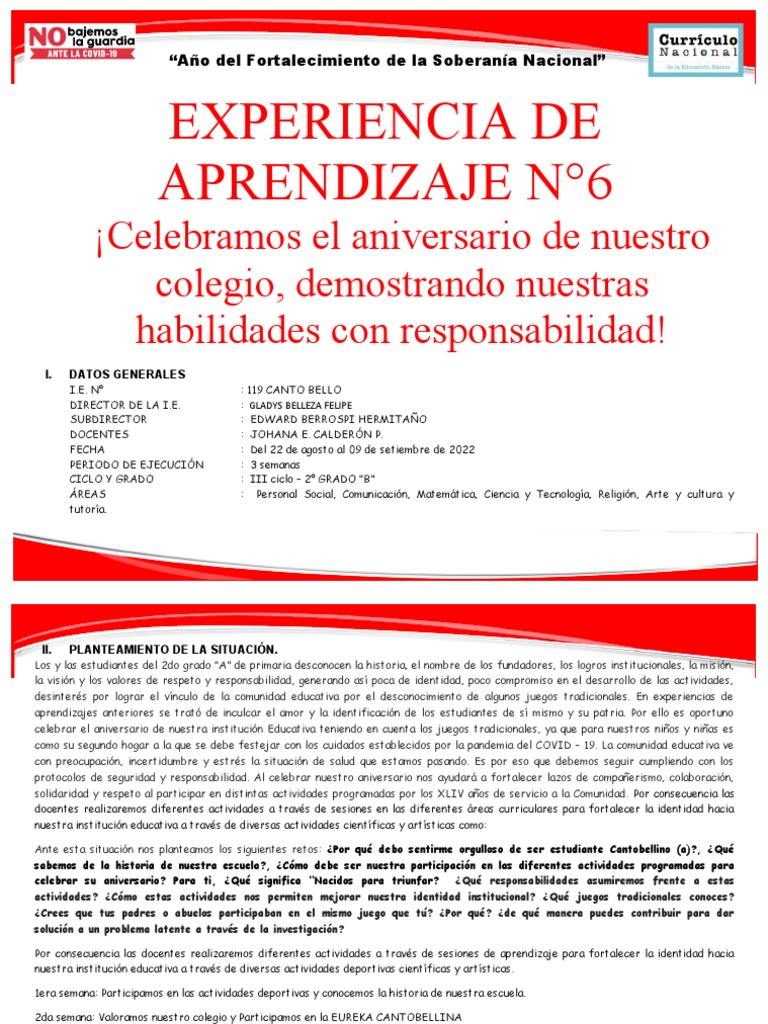 Experiencia de Aprendizaje #6 | PDF | Aprendizaje | Información