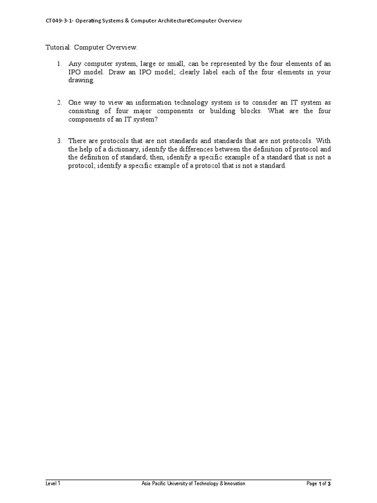 01 Computer Overview | PDF | System | Operating System