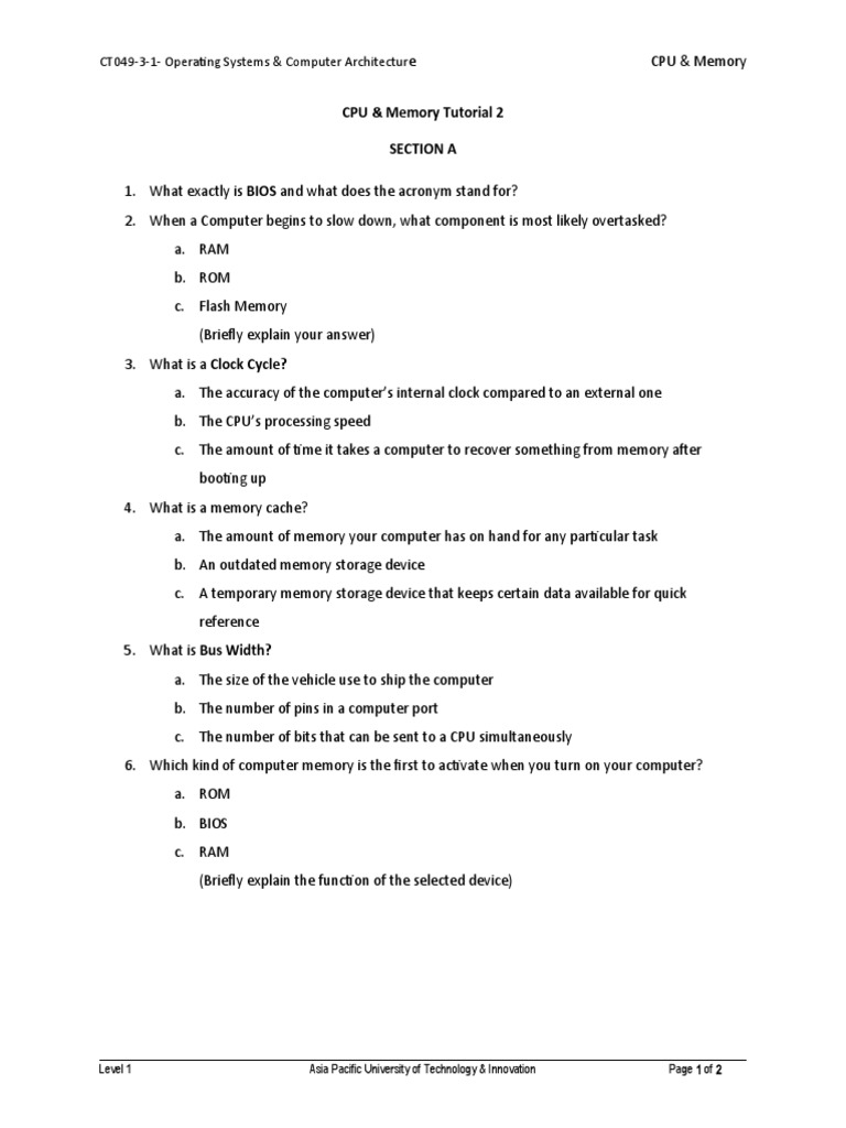 06 CPUMemory | PDF | Computer Data Storage | Central Processing Unit