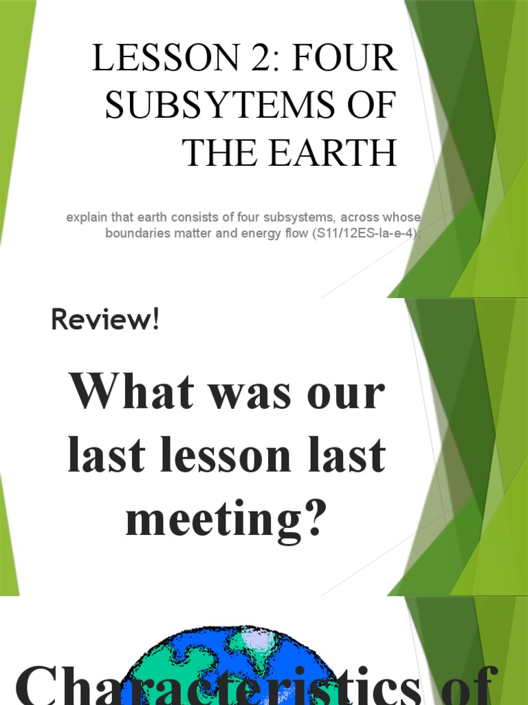 LESSON 2 Subsytem of The Earth | PDF
