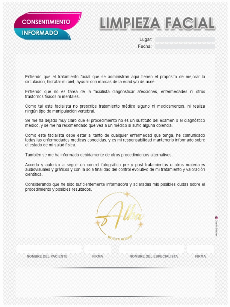 Consentimiento Informado - Limpieza Facial | PDF