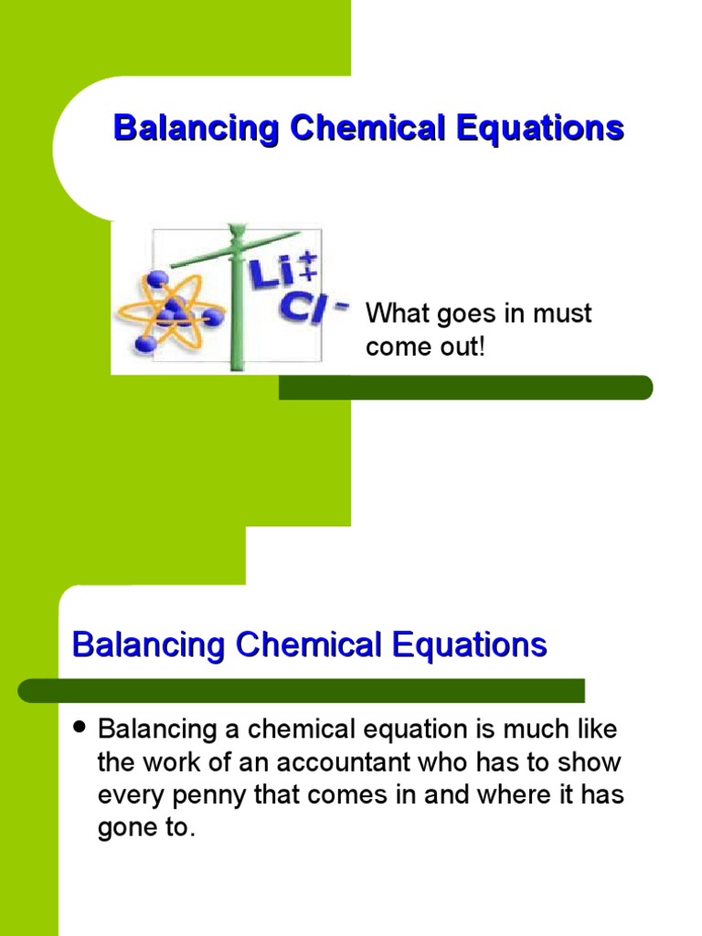 Balancing Chemical Equations Guide | PDF | Chemical Substances ...