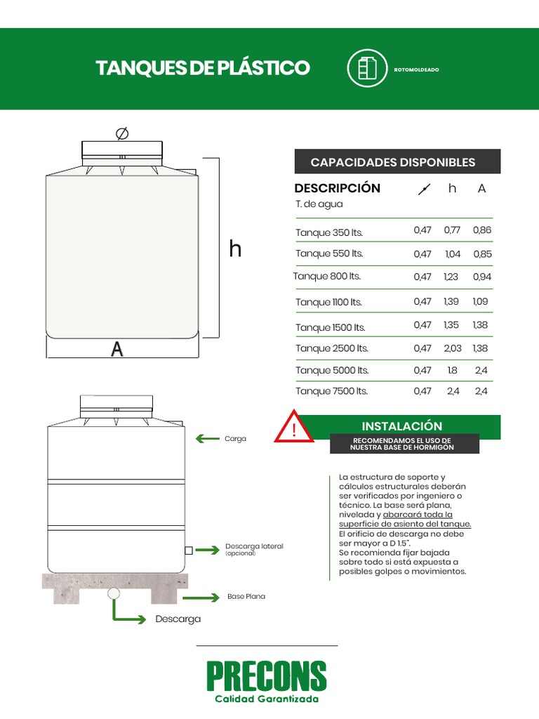 Ficha Tecnica Tanques de Plastico | PDF
