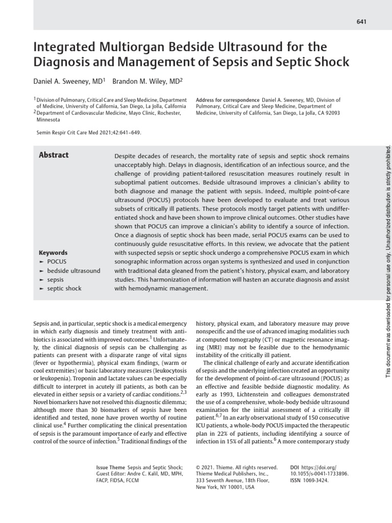Pocus en Shock Septico | PDF | Sepsis | Heart