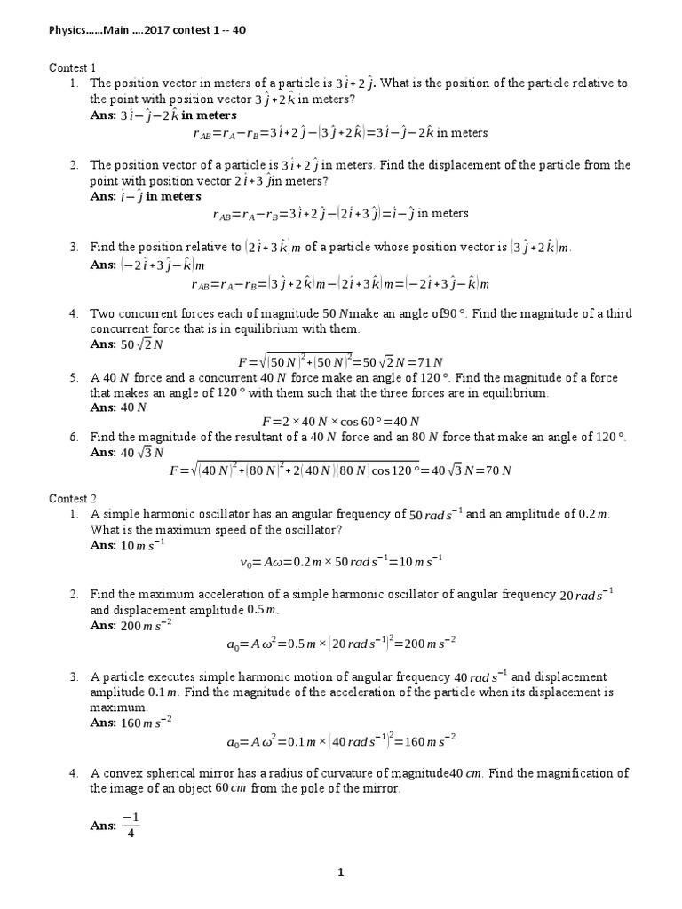 Physics Main 1-40 2017 D | PDF | Rotation Around A Fixed Axis | Bipolar Junction Transistor