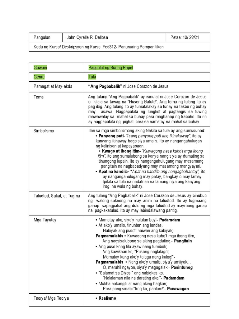 Dellosa, John Cyrelle R - Pagsusuri | PDF