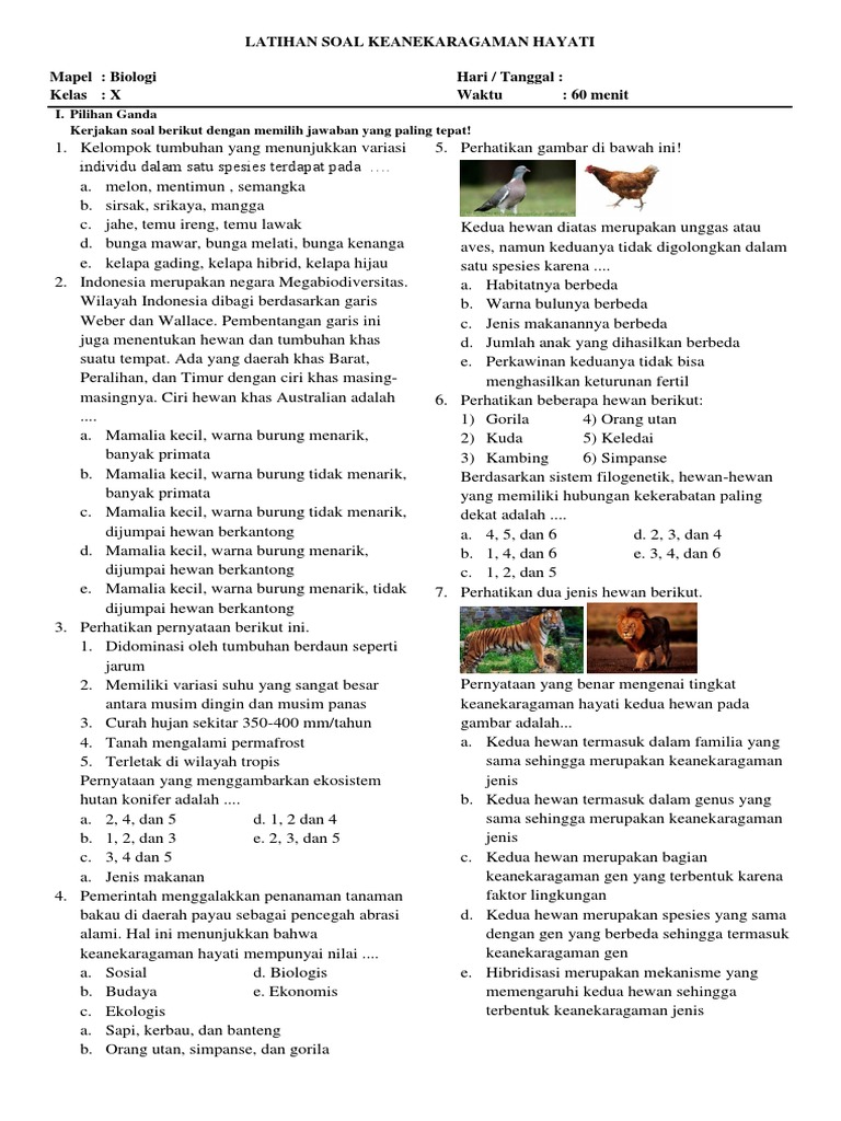 Soal Keanekaragaman Hayati | PDF