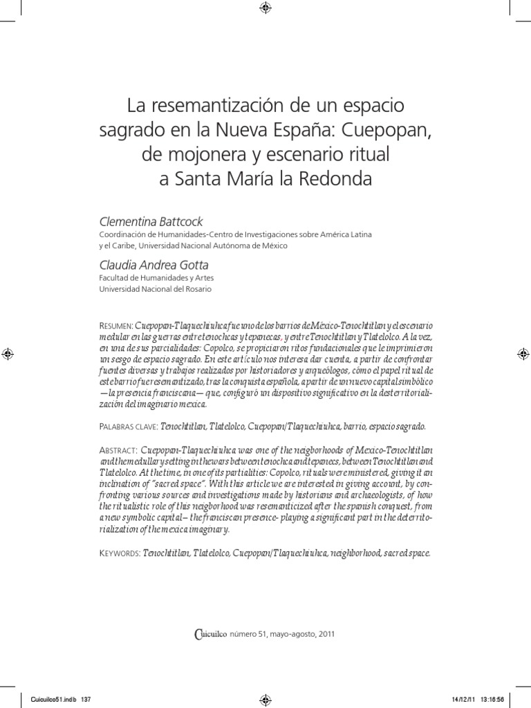 CUEPOPAN La Resemantizacion de Un Espacio Sagrad | PDF | México | Nueva ...