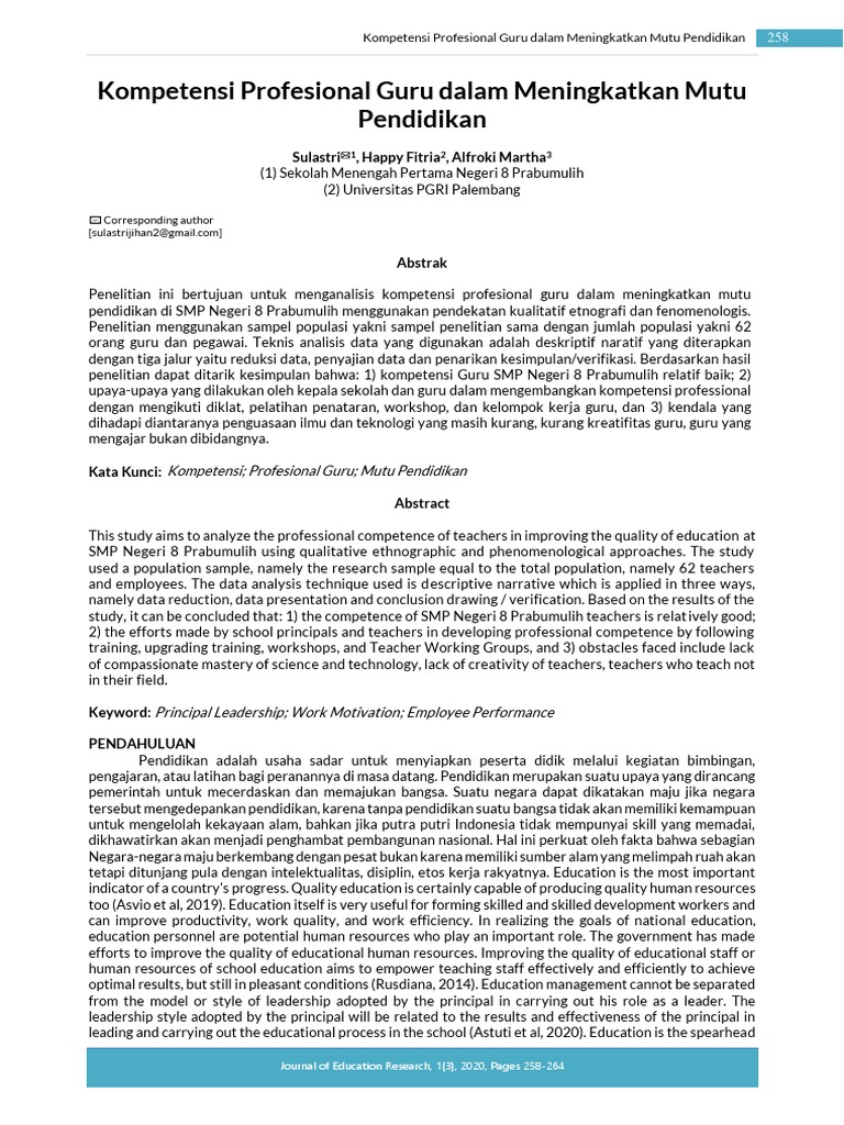 Kompetensi Profesional Guru Dalam Meningkatkan Mutu Pendidikan | PDF