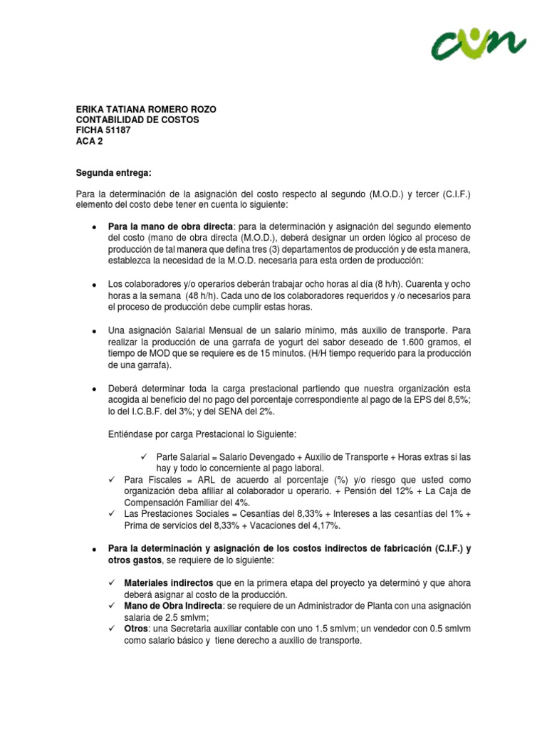 Aca Costos | PDF | Salario | Business