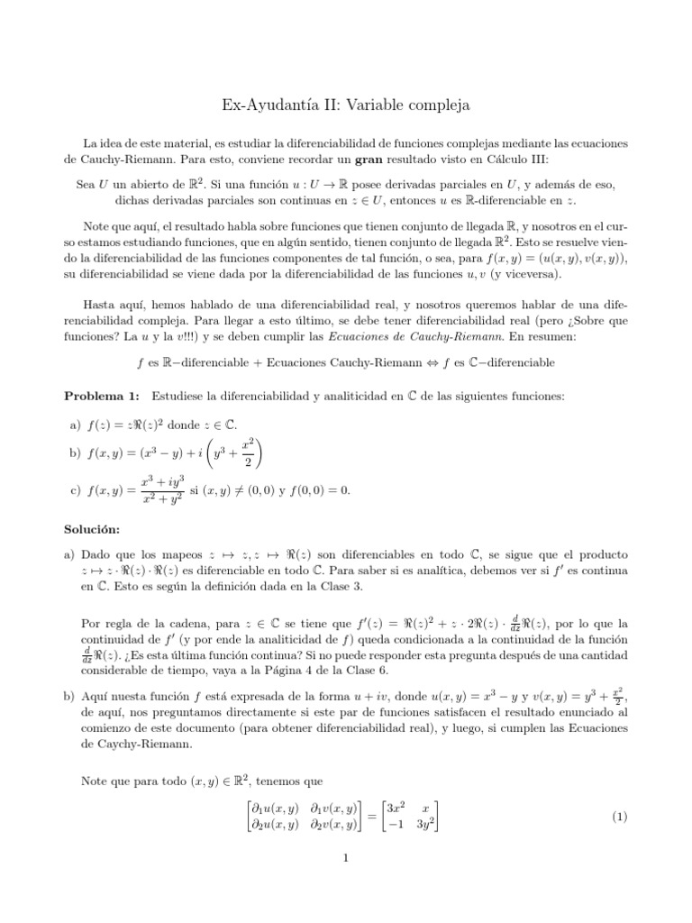 Ejercicios Resueltos Cauchy Riemann | PDF | Ecuaciones | Derivado