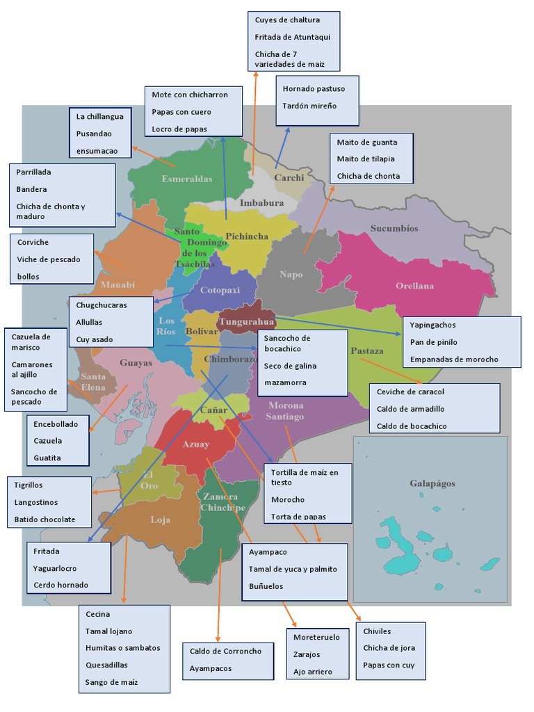 Mapa Del Ecuador y Sus Comidas | PDF | Maíz | Comida y bebida