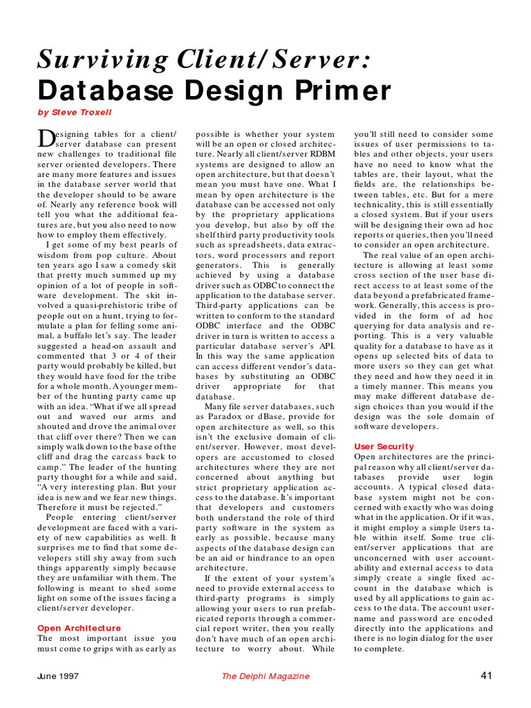 Delphi - Database Design Primer | PDF | Databases | Relational Model