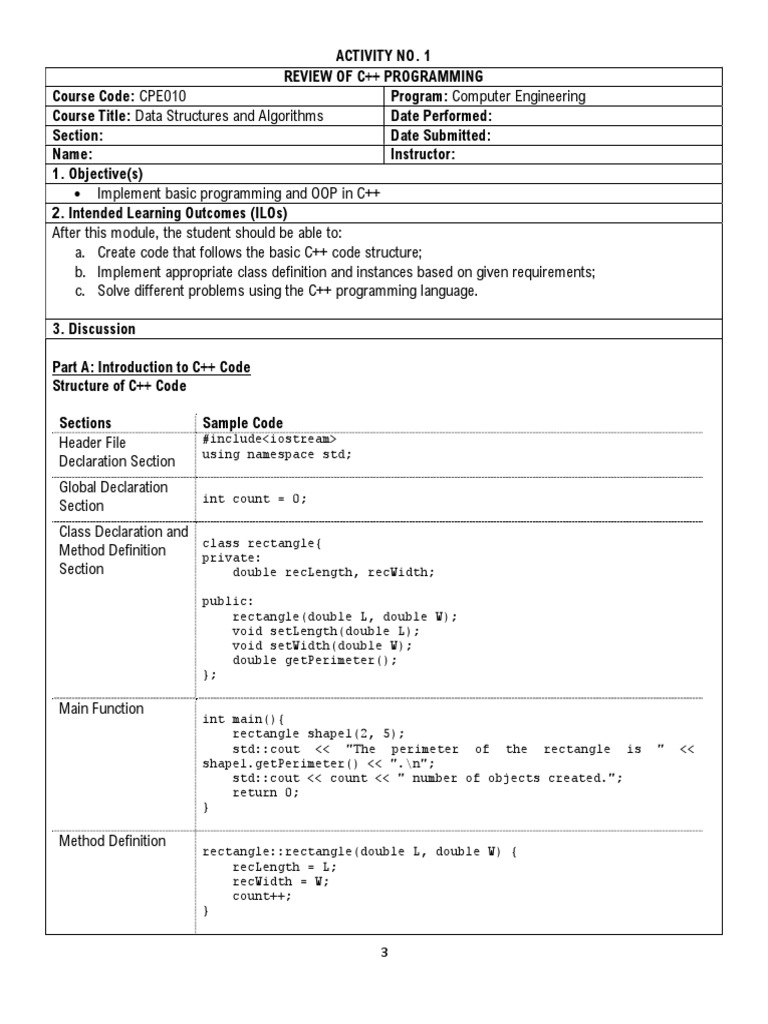 Act 1 Review Of Cpp Programming Pdf C Subroutine