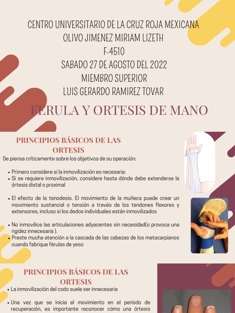 Ferula y Ortesis de Mano | PDF | Mano | Medicina CLINICA