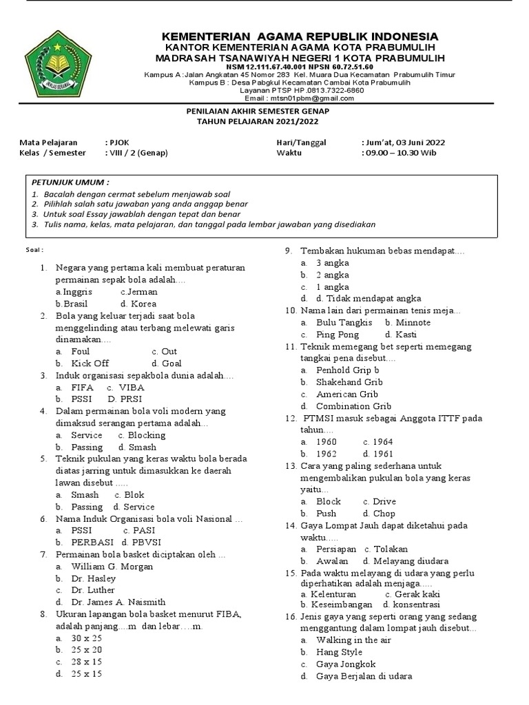 Contoh Format Soal UM | PDF