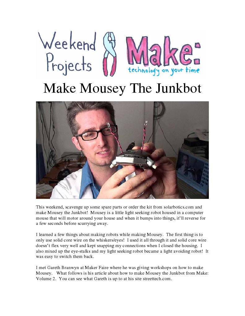 Make Mousey The Junkbot | PDF | Microcontroller | Integrated Circuit