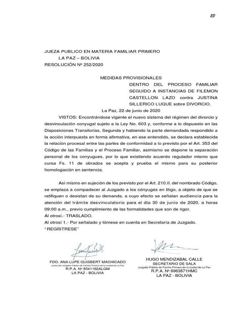 Medidas Provisionales | PDF | Divorcio | Justicia