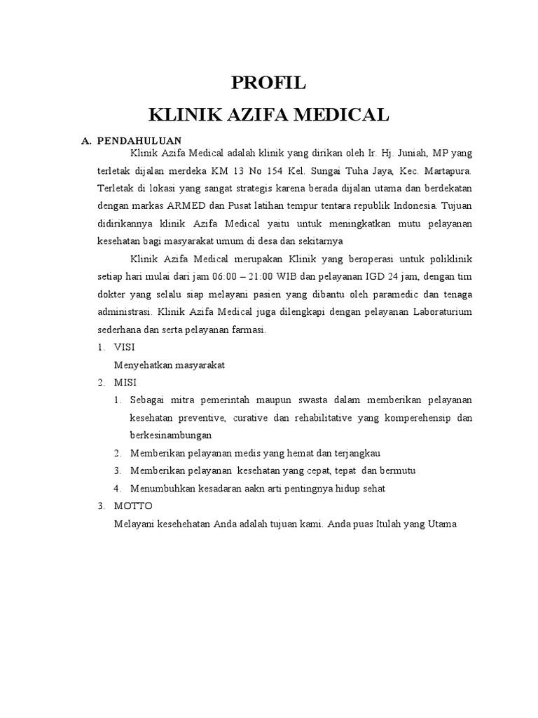 Profil Klinik Azifa Medical | PDF